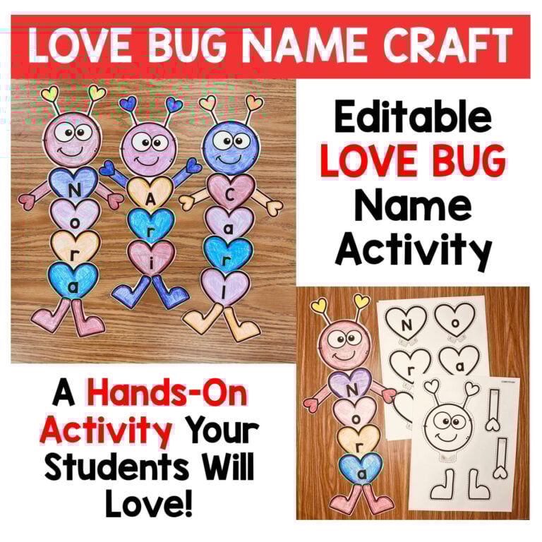 Love Bug Editable Name Craft & Activity for Valentines Bulletin Boards ...