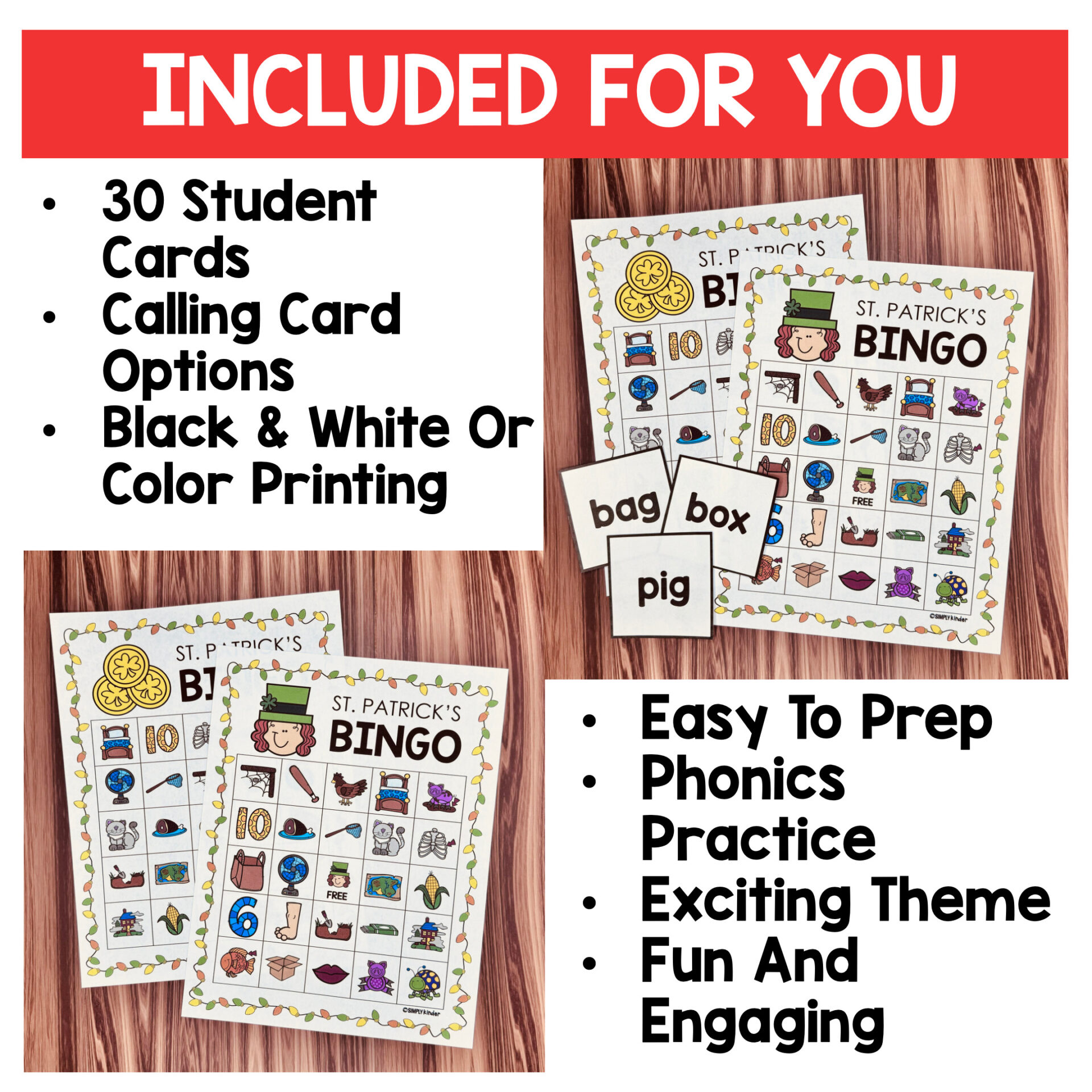St. Patrick's Day Activity, Phonics Bingo, No-Prep CVC Decodable Game ...