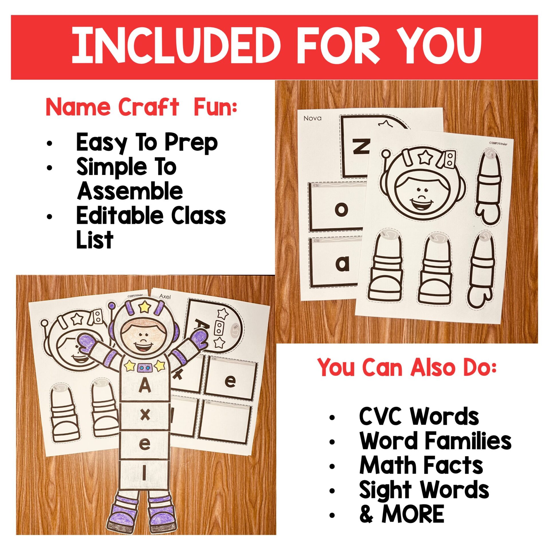 Astronaut Editable Name Craft & Activity for Bulletin Boards - Simply ...