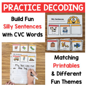 Silly Sentences CVC Decodable Writing Word Practice Center for ...