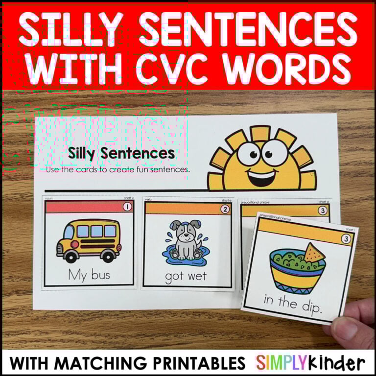 Silly Sentences CVC Decodable Writing Word Practice Center for ...