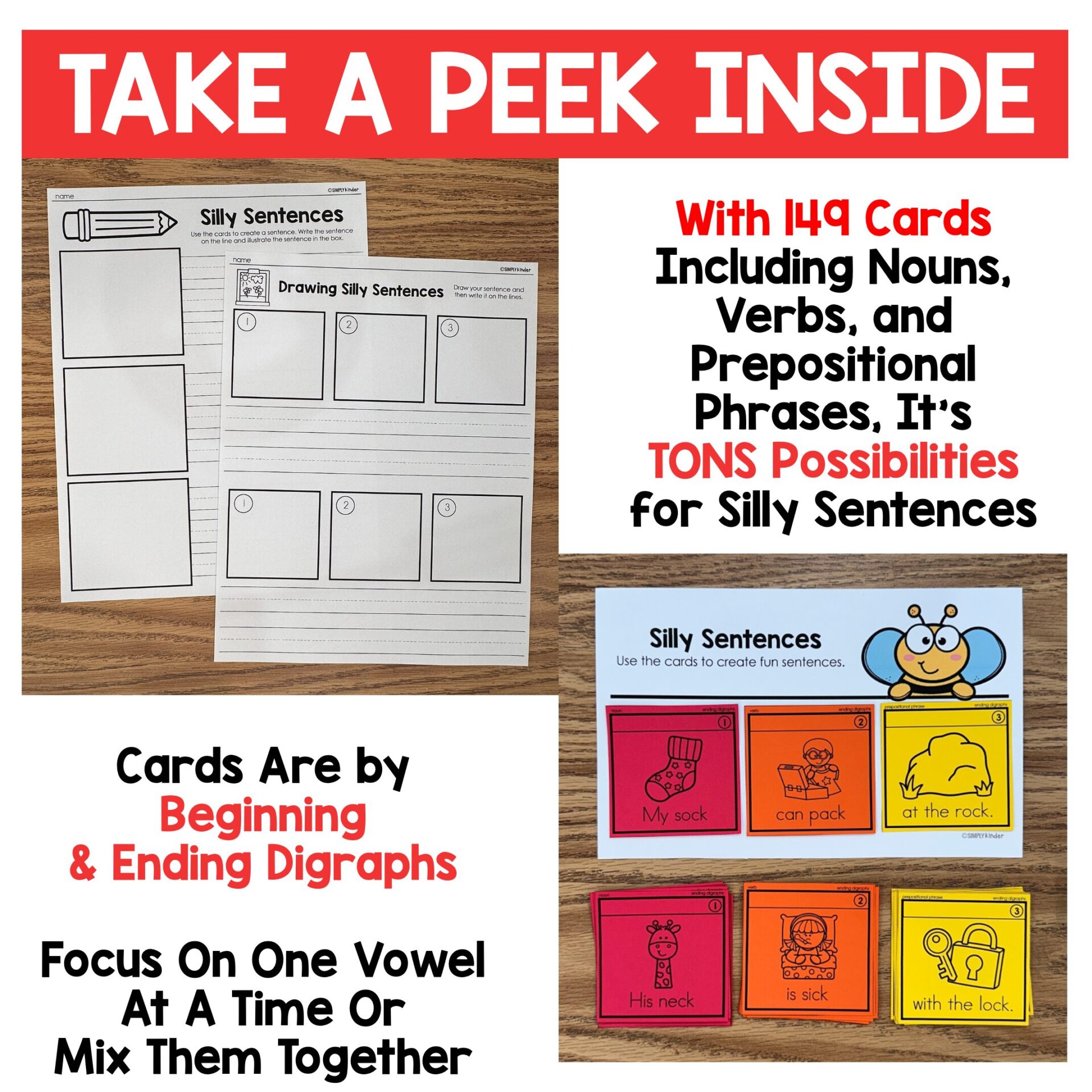 Silly Sentences Digraph Decodable Writing Word Practice Center for ...