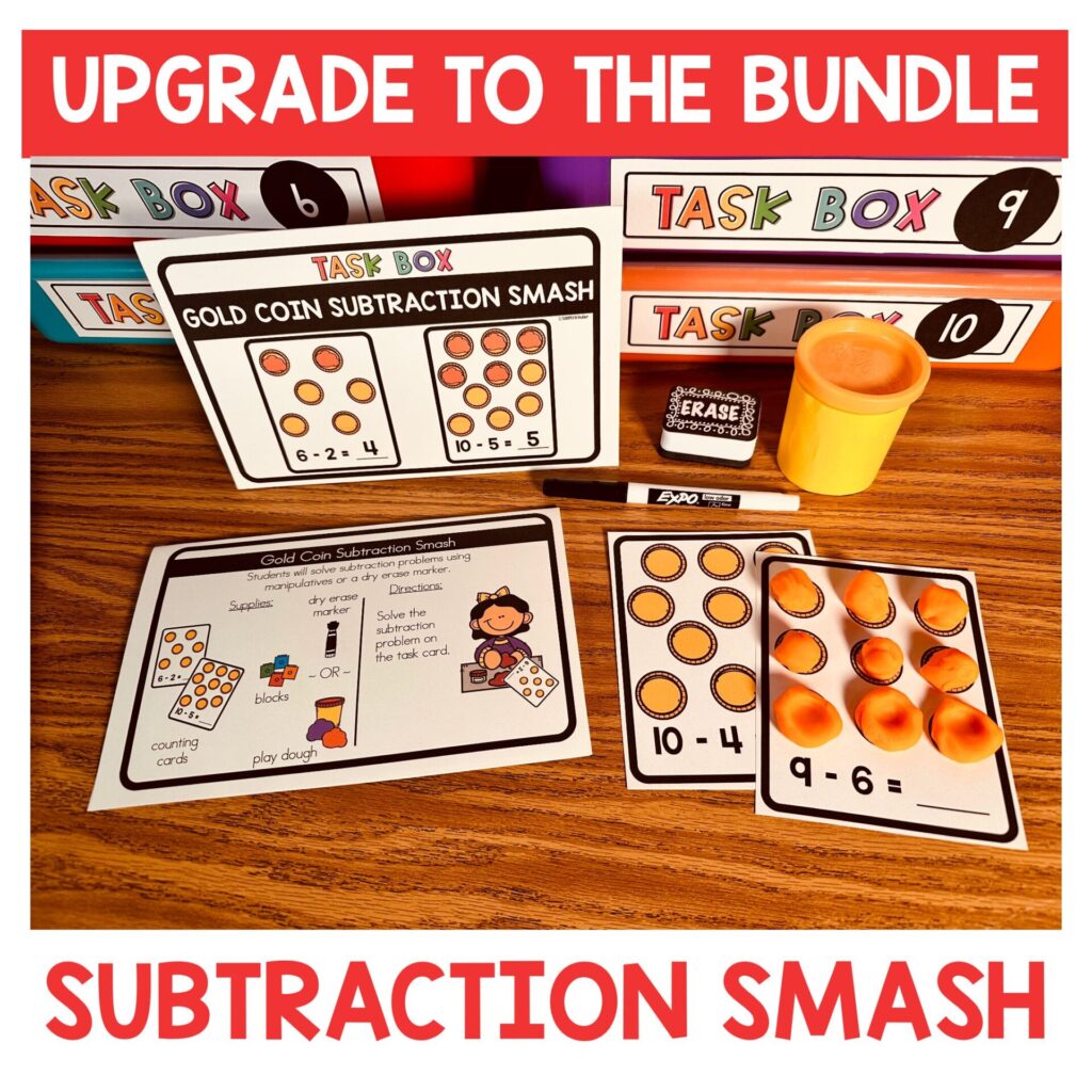 Gold Coin Subtraction Smash Morning Bin - Simply Kinder