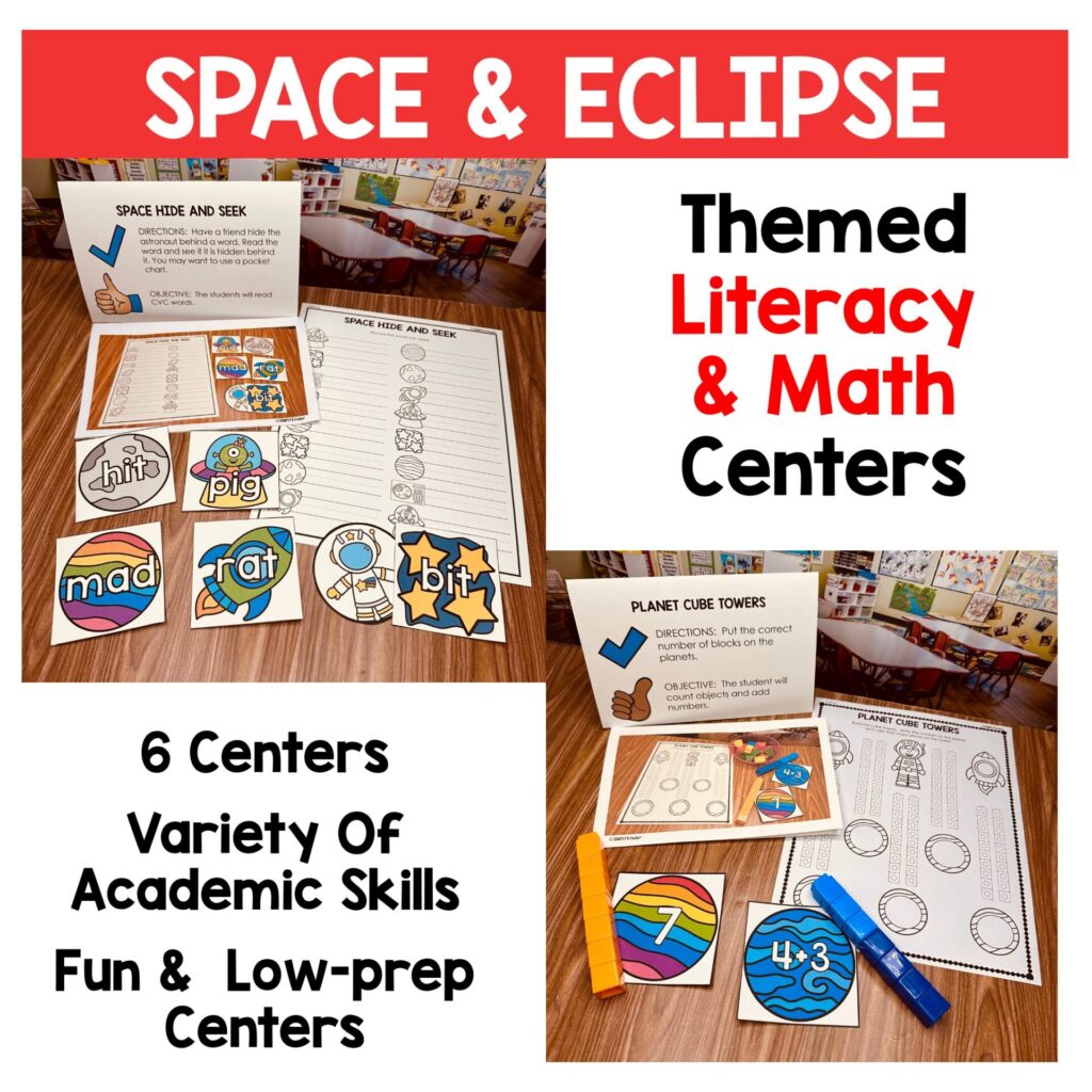 Space and Eclipse Centers and Activities for Kindergarten - Simply Kinder