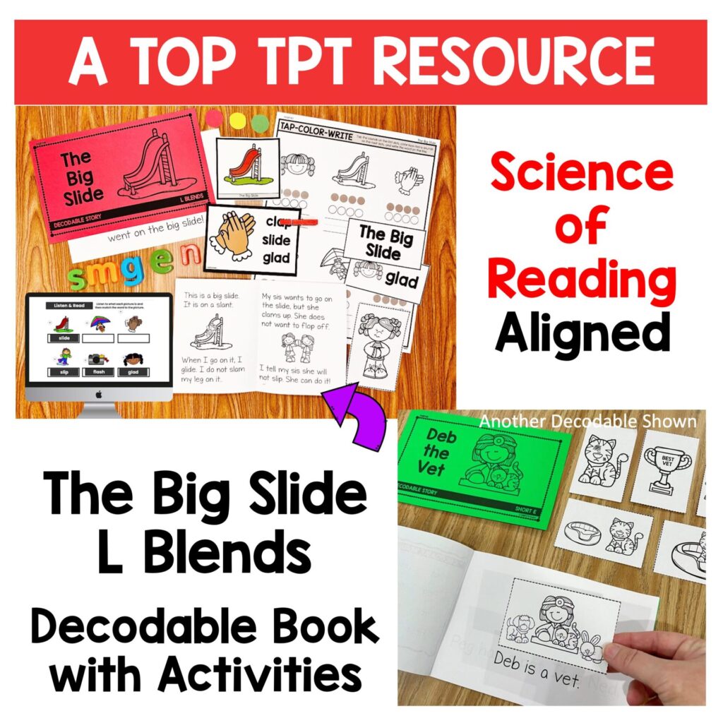 Decodable Reader with Activity, Science of Reading, The Big Slide ...