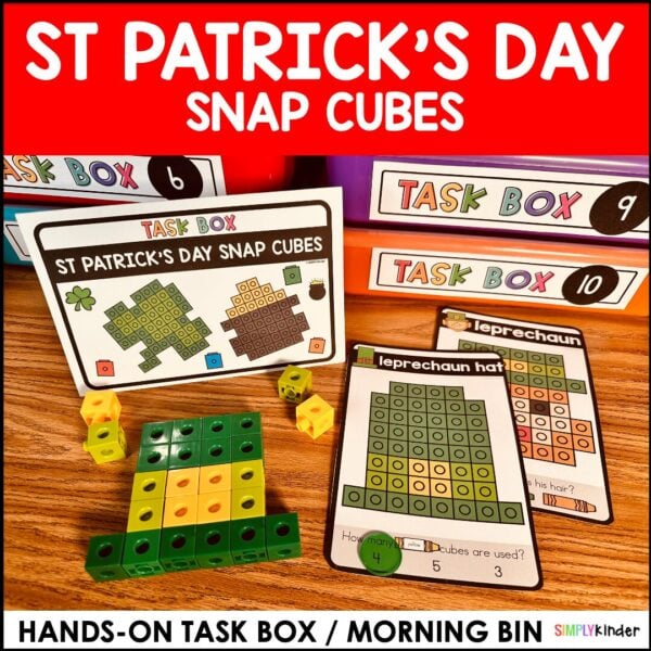St Patrick's Day Snap Cube Morning Bin Math Center - Simply Kinder