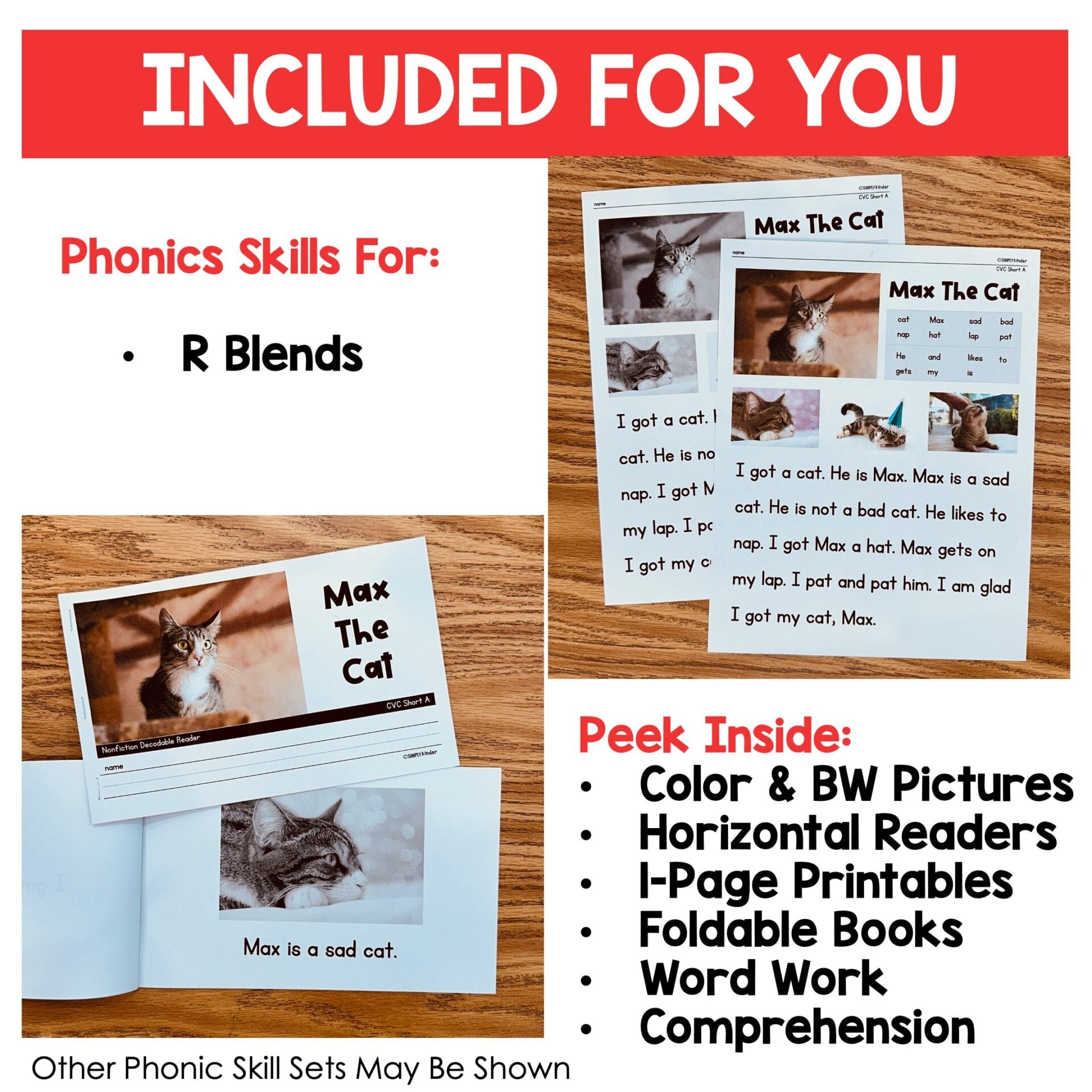 Nonfiction Decodable Readers with Word Work & Real Pictures R Blends-My ...