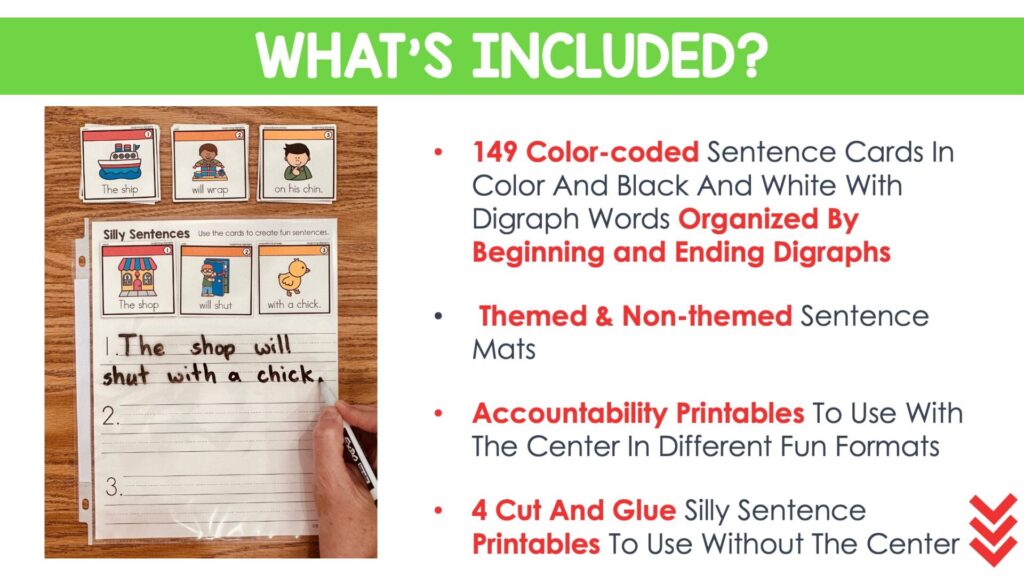 Silly Sentences Digraph Decodable Writing Word Practice Center for ...