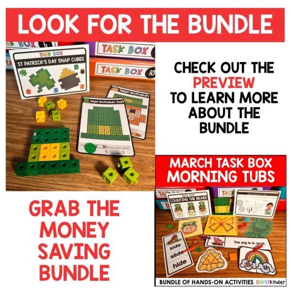 St Patrick's Day Snap Cube Morning Bin Math Center - Simply Kinder
