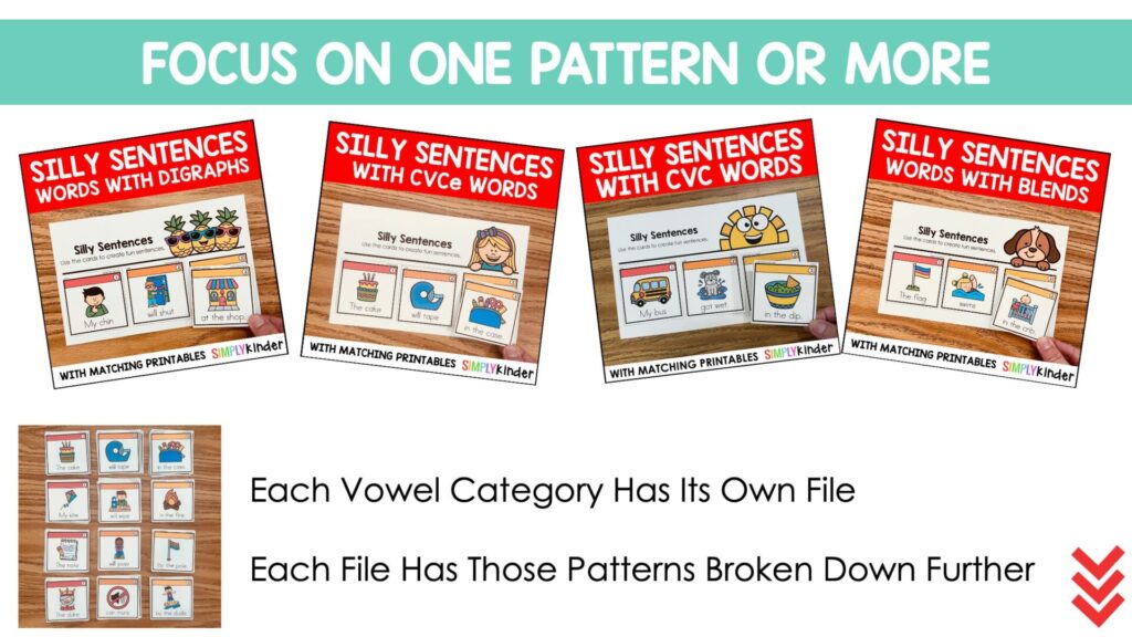 BUNDLE Silly Sentences Decodable Writing Word Practice Center for ...