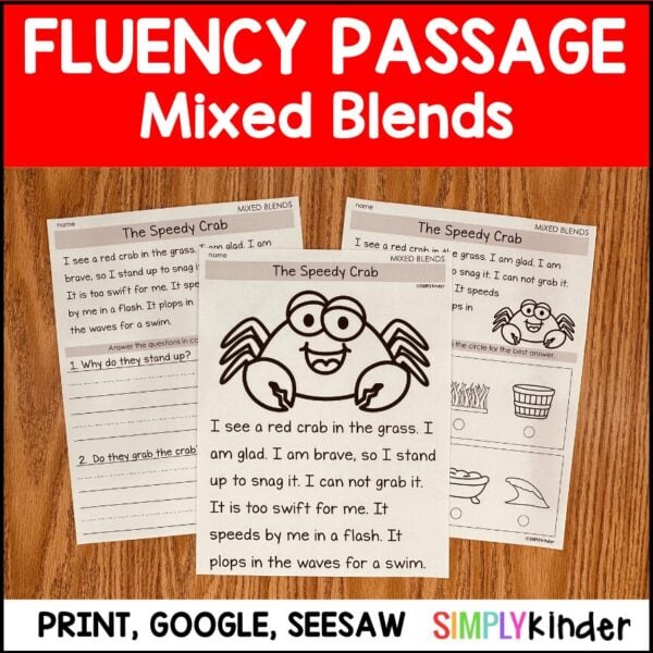 Mixed Blends Decodable Fluency Passage with Reading Comprehension ...