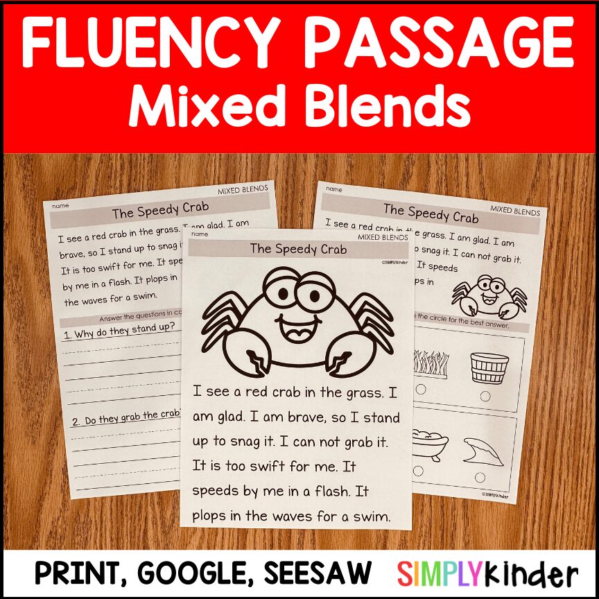 Mixed Blends Decodable Fluency Passage with Reading Comprehension ...
