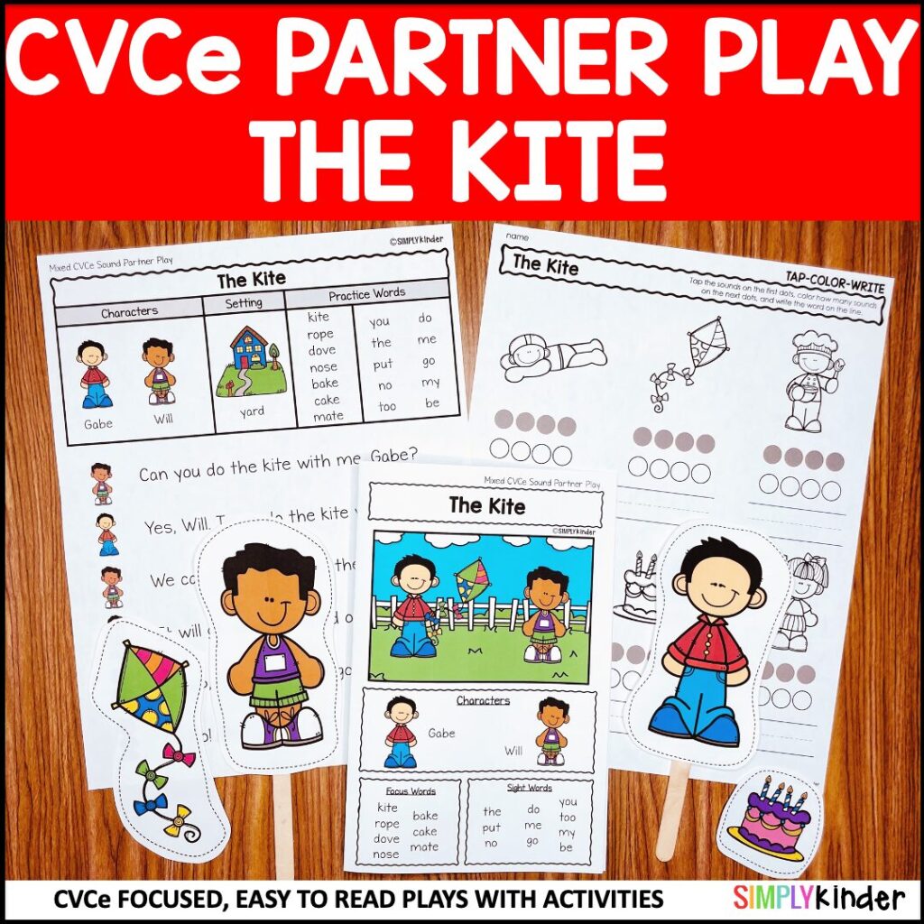 Decodable Partner Play, Reader's Theater, CVCe The Kite - Simply Kinder