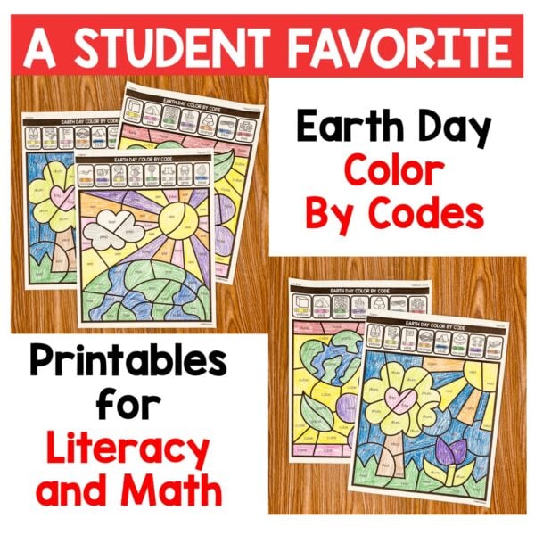 Earth Day Color by Code Activities, CVC, CVCe, Addition, Subtraction ...