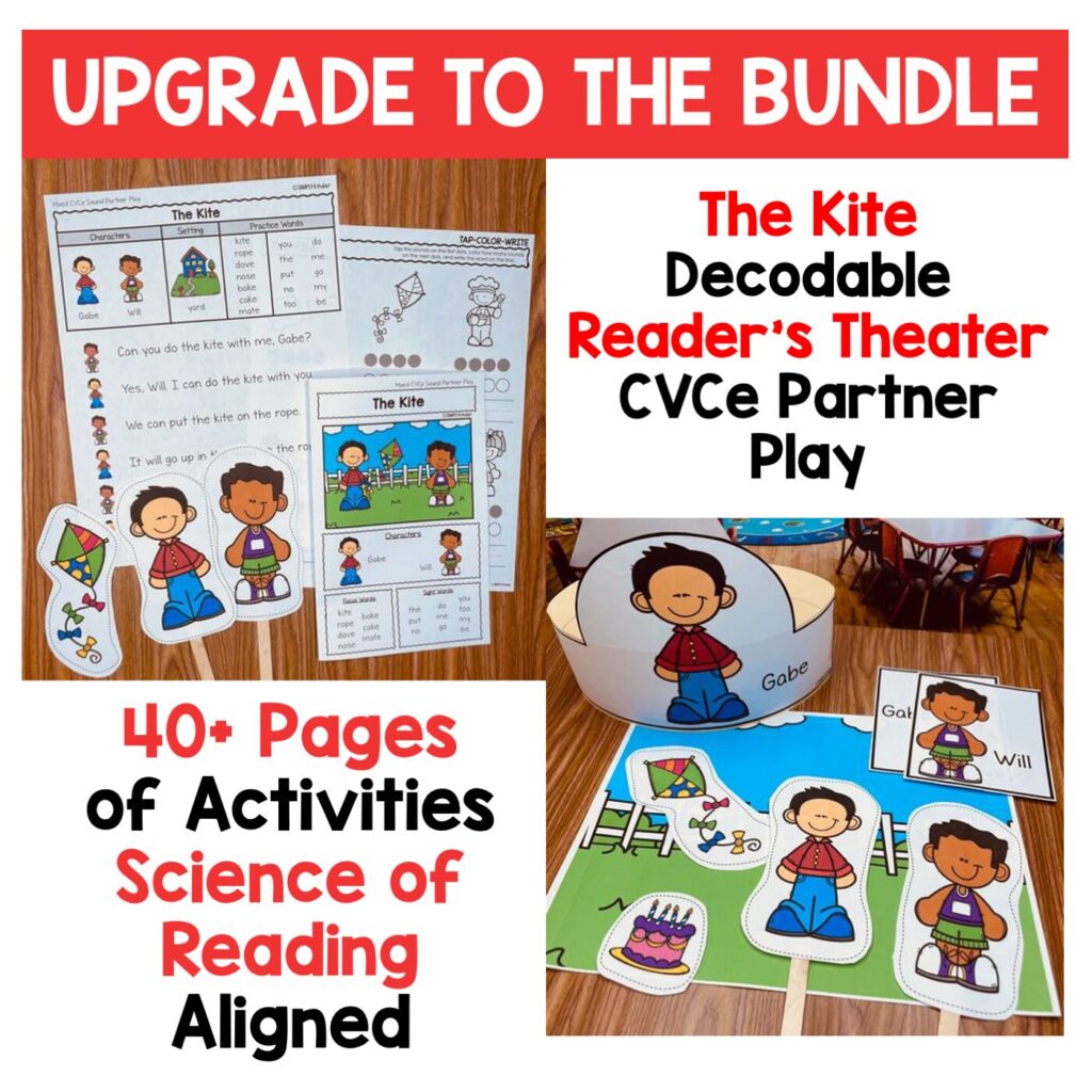 Decodable Partner Play, Reader's Theater, CVCe The Kite - Simply Kinder