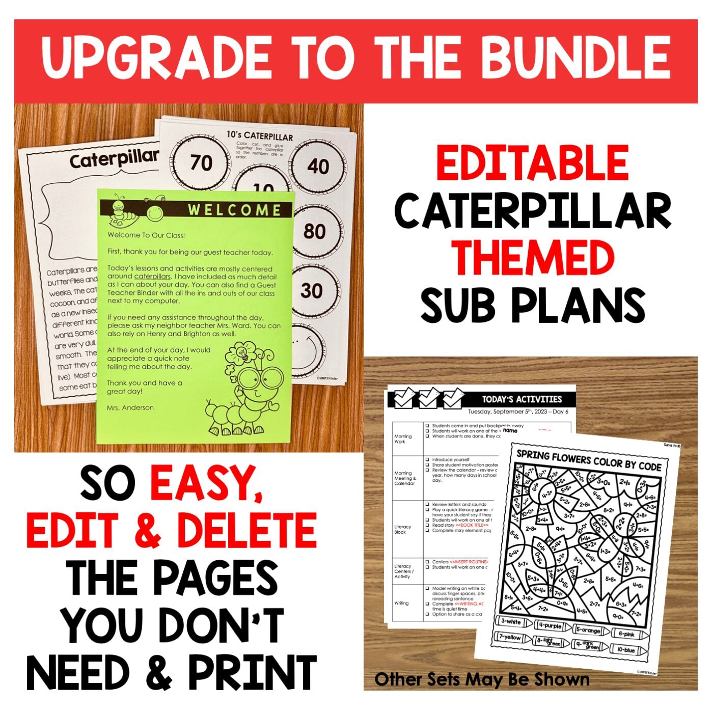 Caterpillar Themed Editable Emergency Sub Plans, Substitute Plans ...