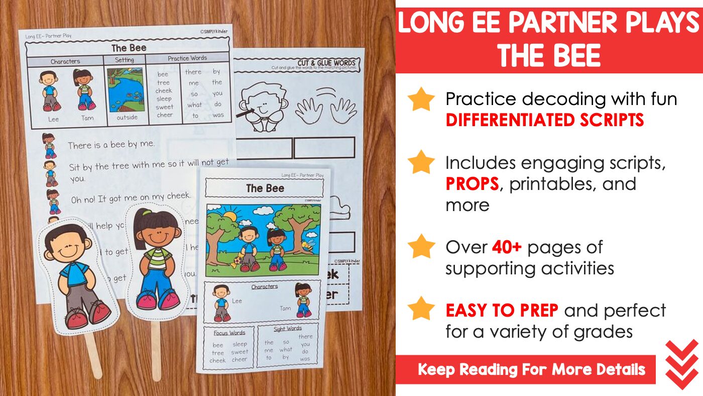 Decodable Partner Play, Reader's Theater Long EE The Bee - Simply Kinder