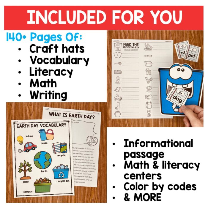Earth Day No Prep Activities for Kindergarten, Crafts, Printables ...