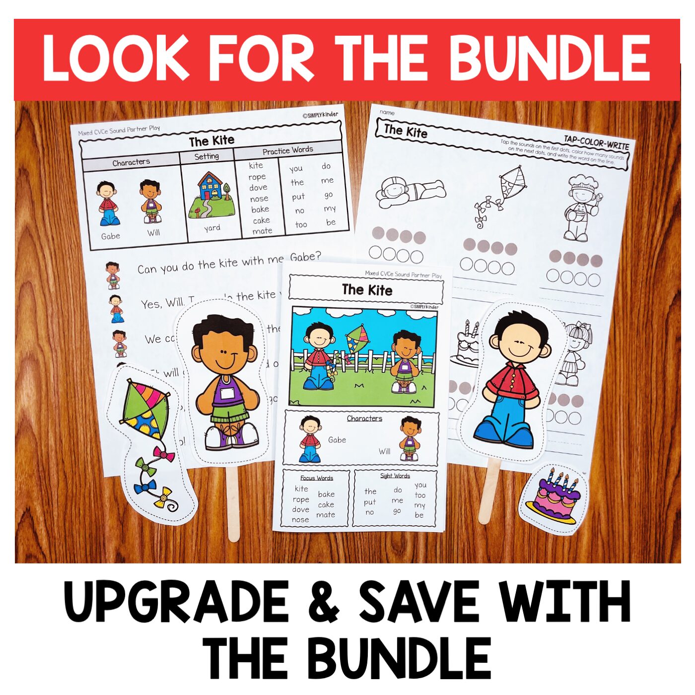 Decodable Partner Play, Reader's Theater, CVCe The Kite - Simply Kinder