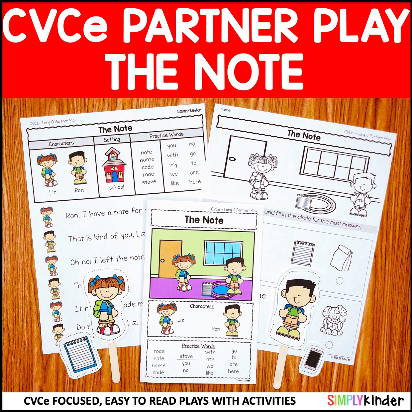 Decodable Partner Play, Reader's Theater, CVCe The Kite - Simply Kinder