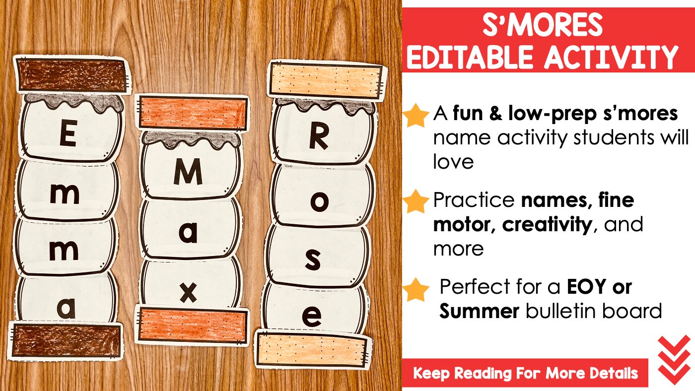 Smore Craft, Smores Editable Name Craft, End of Year Activities, Summer ...