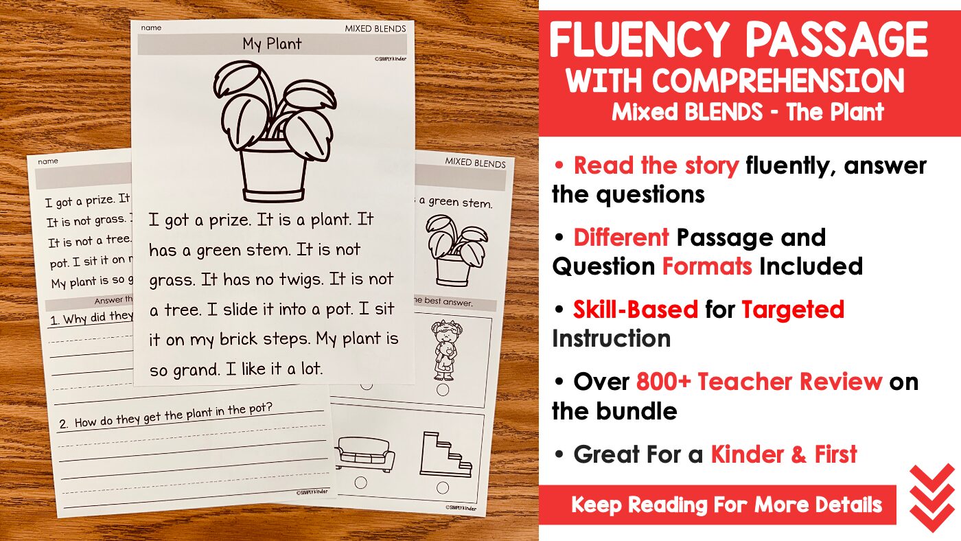 Mixed Blends Decodable Fluency Passage with Reading Comprehension, My ...