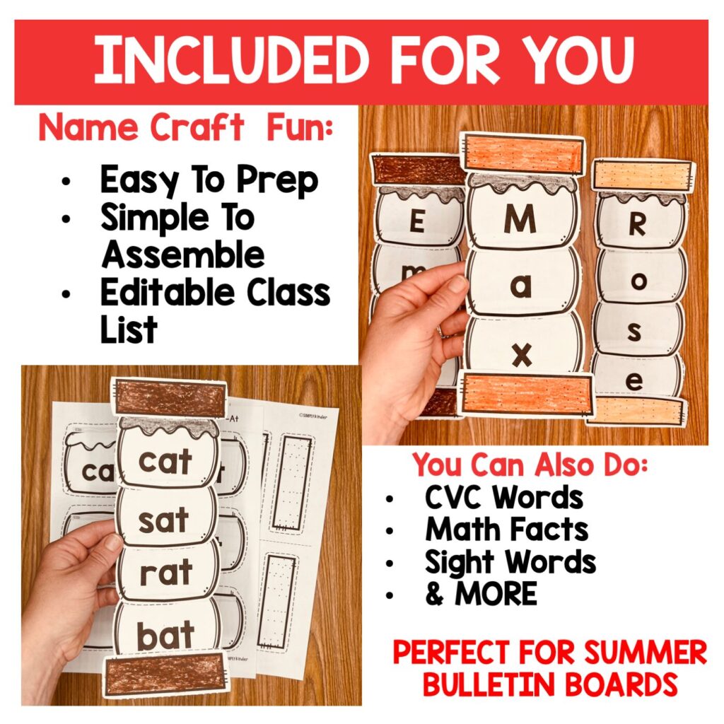 Smore Craft, Smores Editable Name Craft, End of Year Activities, Summer ...