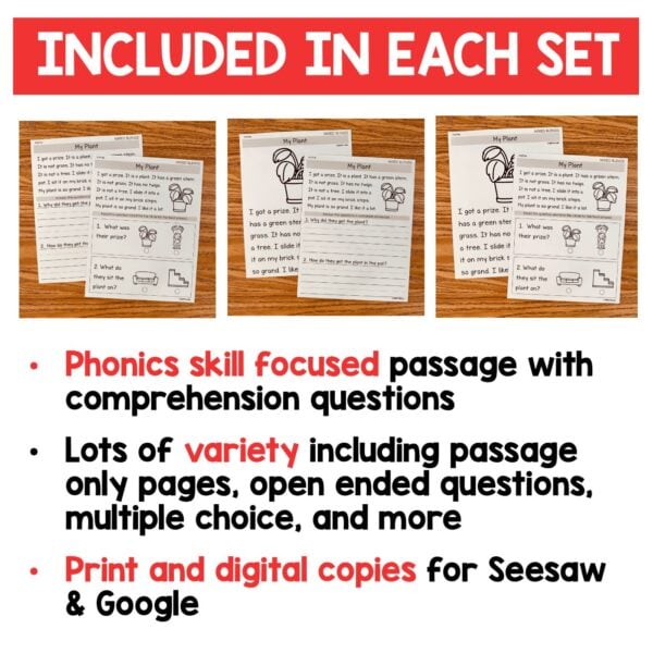 Mixed Blends Decodable Fluency Passage with Reading Comprehension, My ...