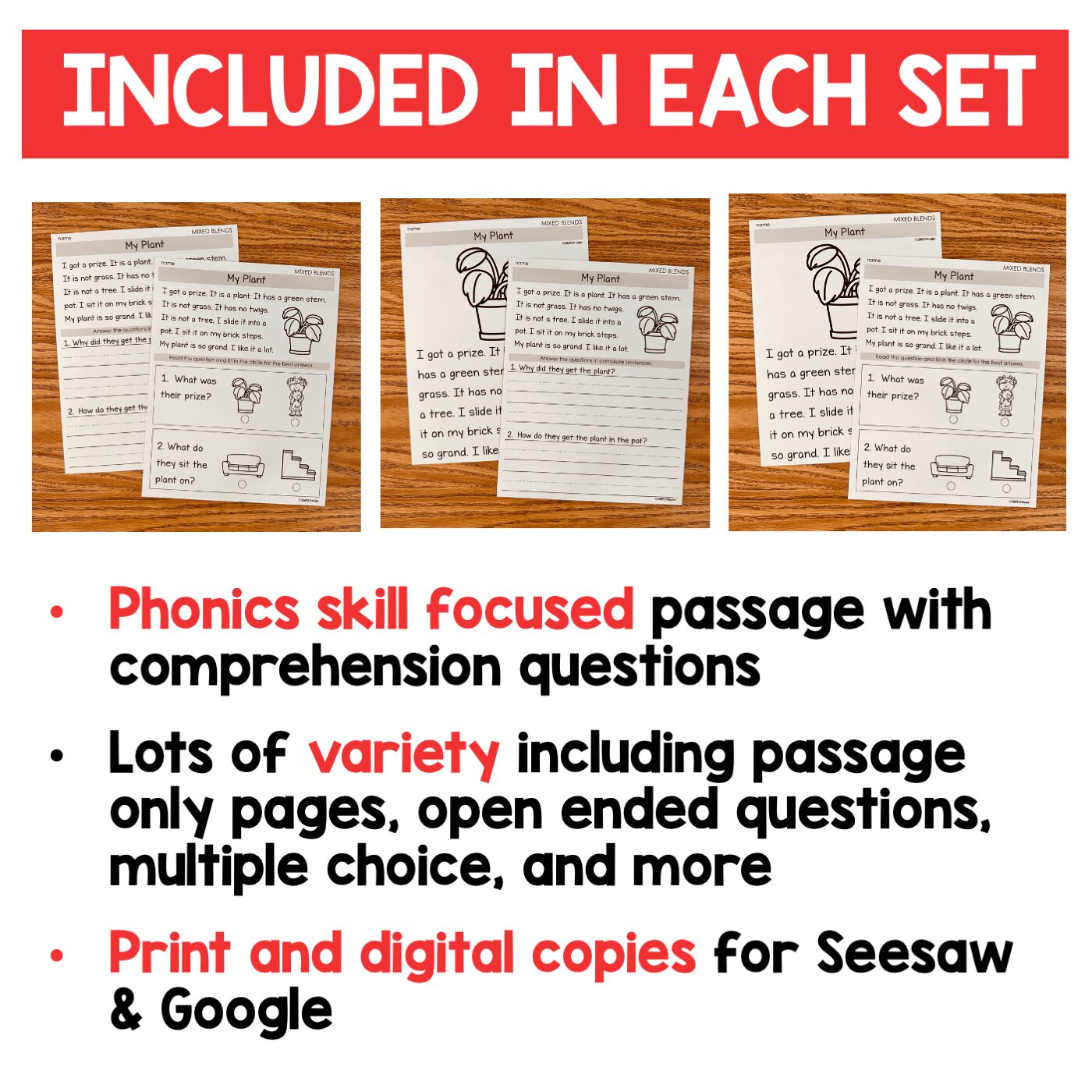 Mixed Blends Decodable Fluency Passage with Reading Comprehension, My ...
