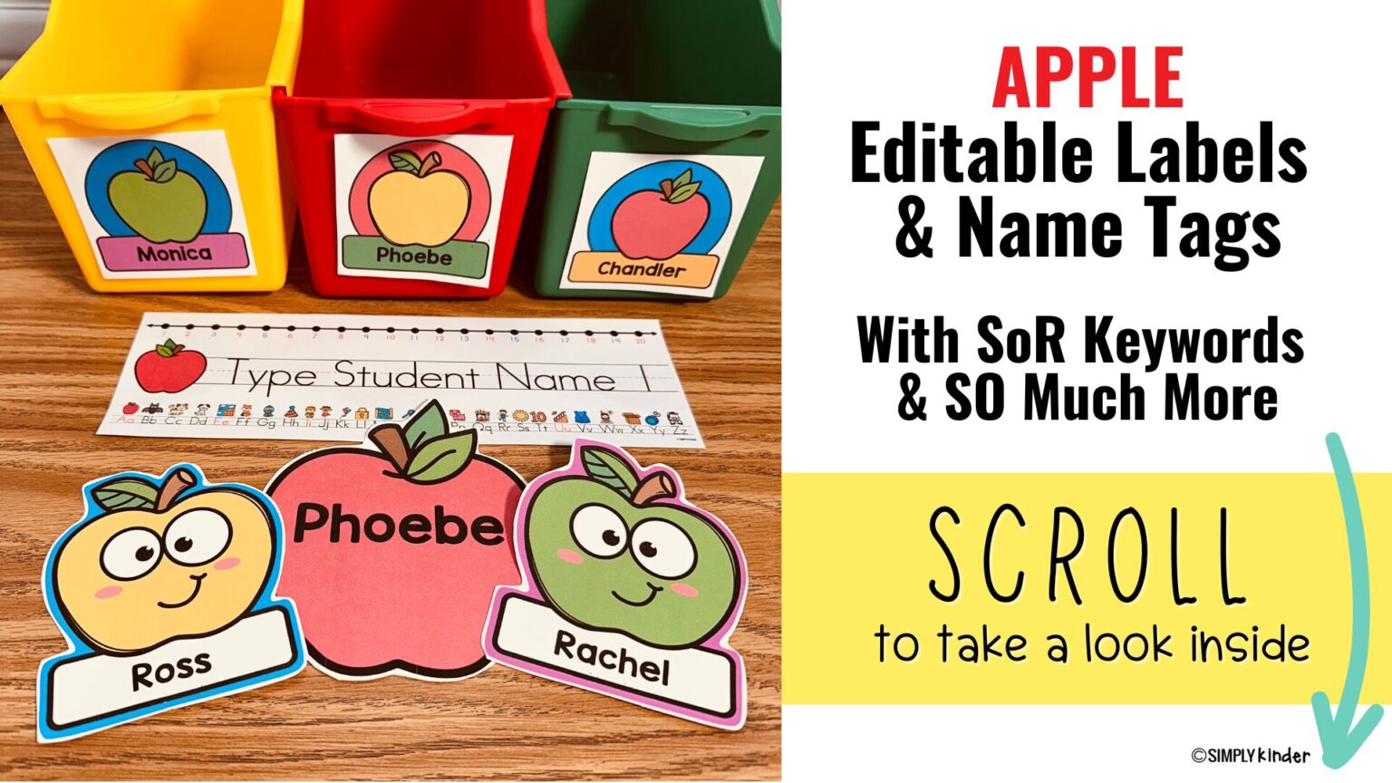 Apple Themed Editable Kindergarten Name Tags and Labels - Simply Kinder