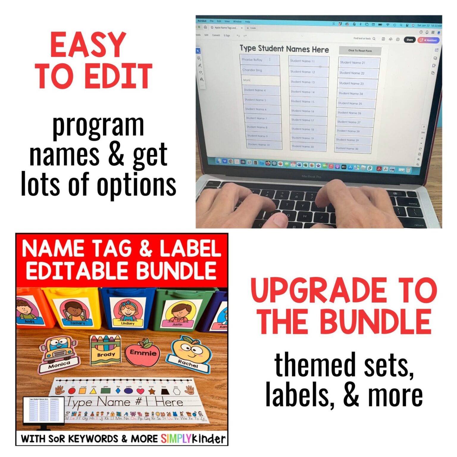 Apple Themed Editable Kindergarten Name Tags and Labels - Simply Kinder