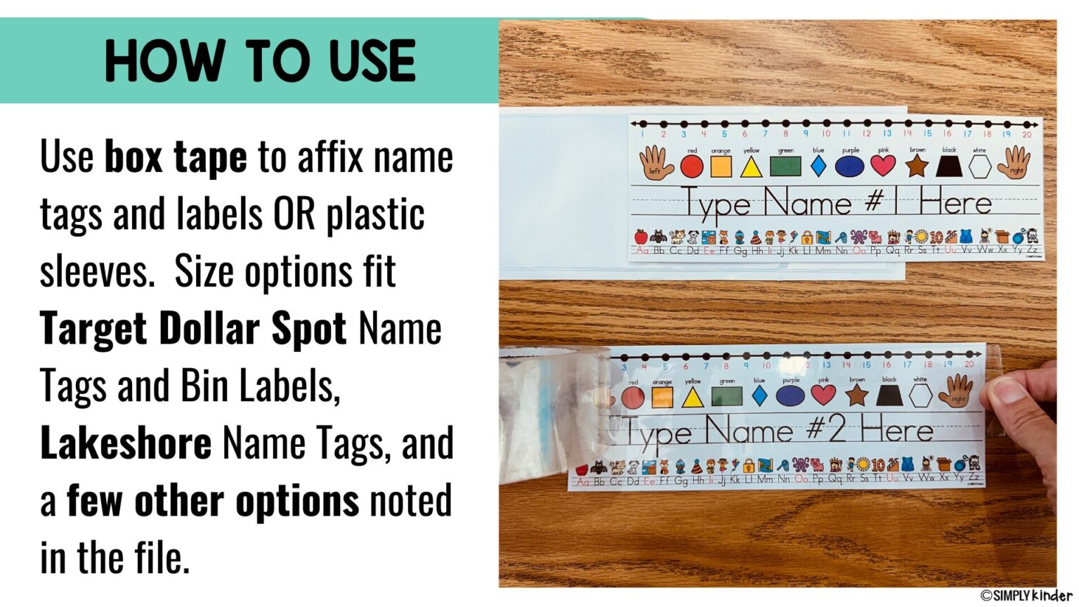 Editable Kindergarten Name Tags or Desk Plates - Simply Kinder