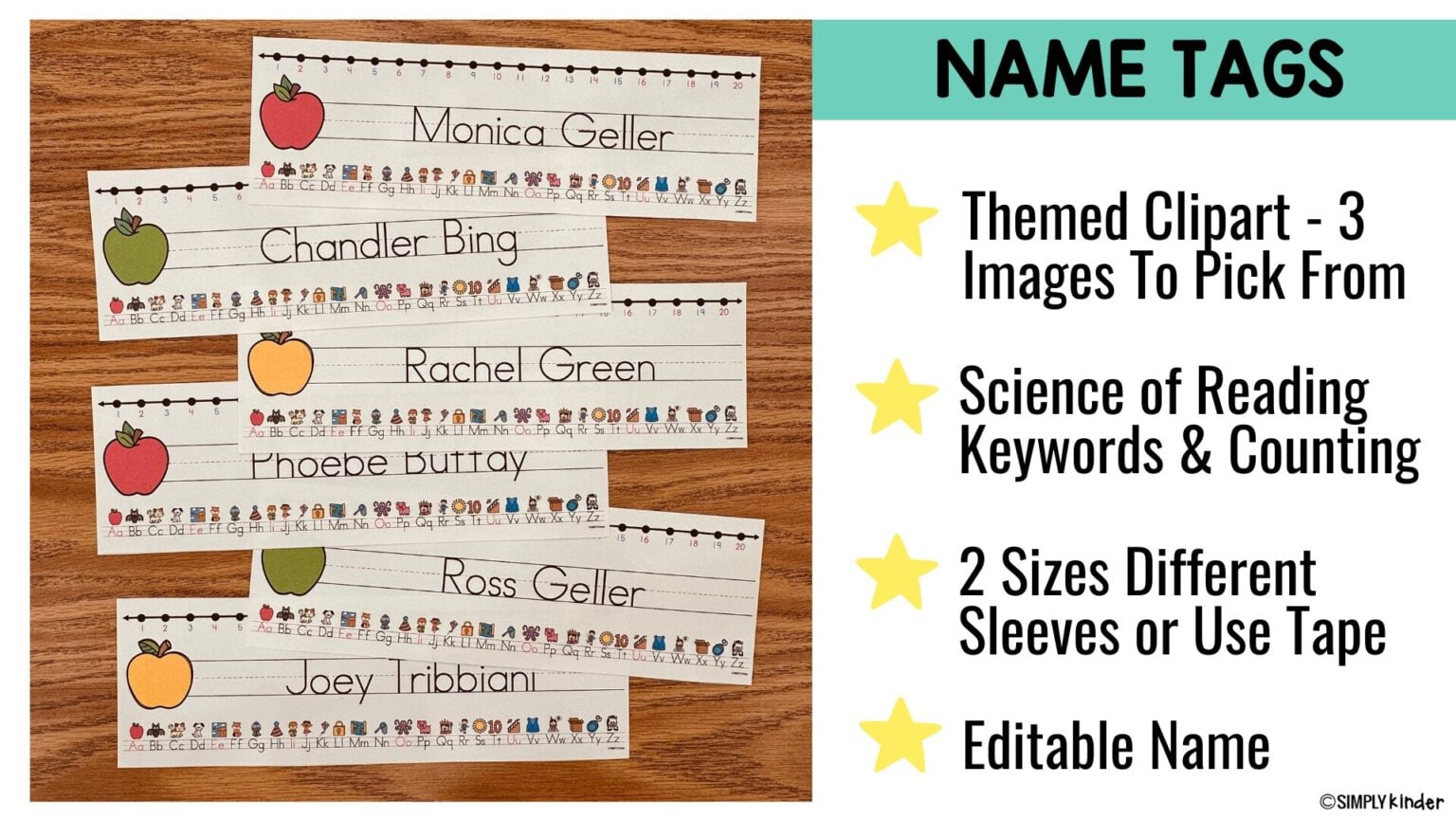 Apple Themed Editable Kindergarten Name Tags and Labels - Simply Kinder