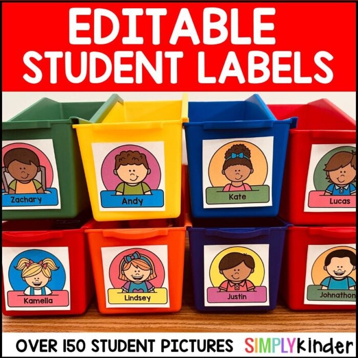 Editable Class Labels for Kindergarten with Kid Pictures - Simply Kinder
