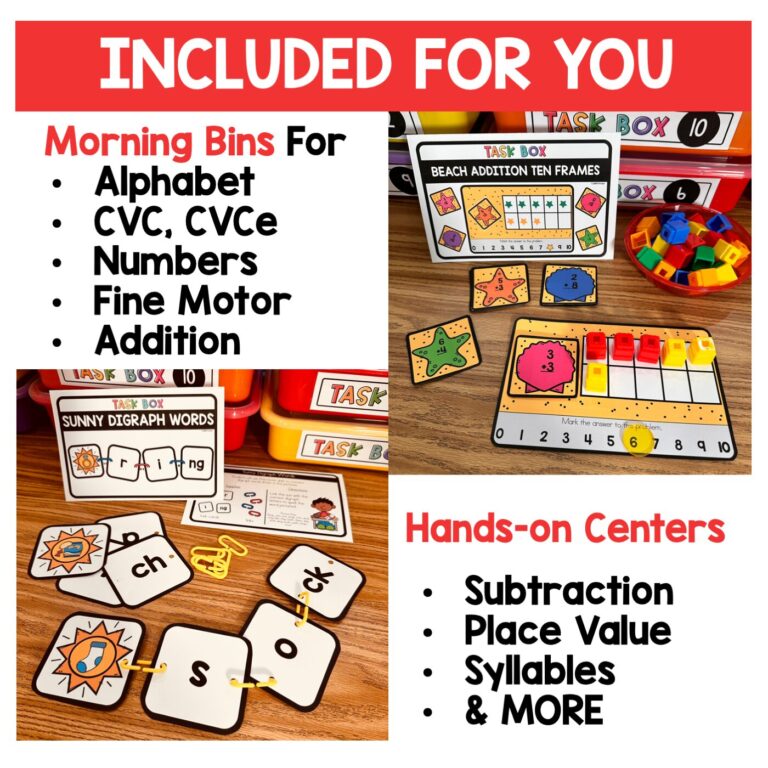 Summer Kindergarten Morning Work, Morning Tubs, Morning Bins, June ...