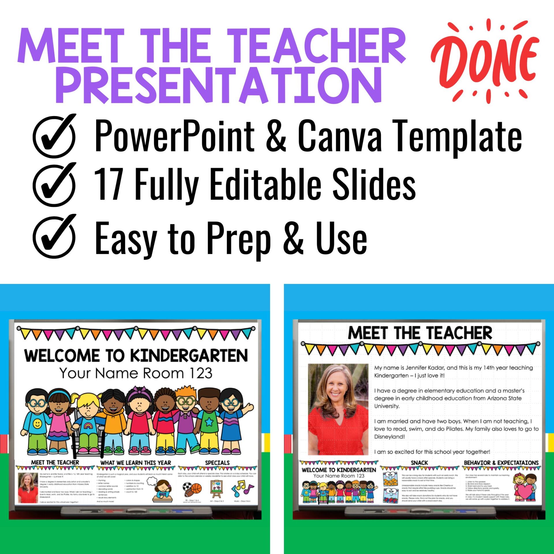 Editable Meet the Teacher Presentation - Simply Kinder
