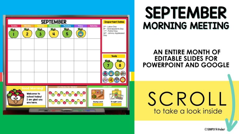September Morning Meeting Slides Kindergarten , Editable Daily Digital ...