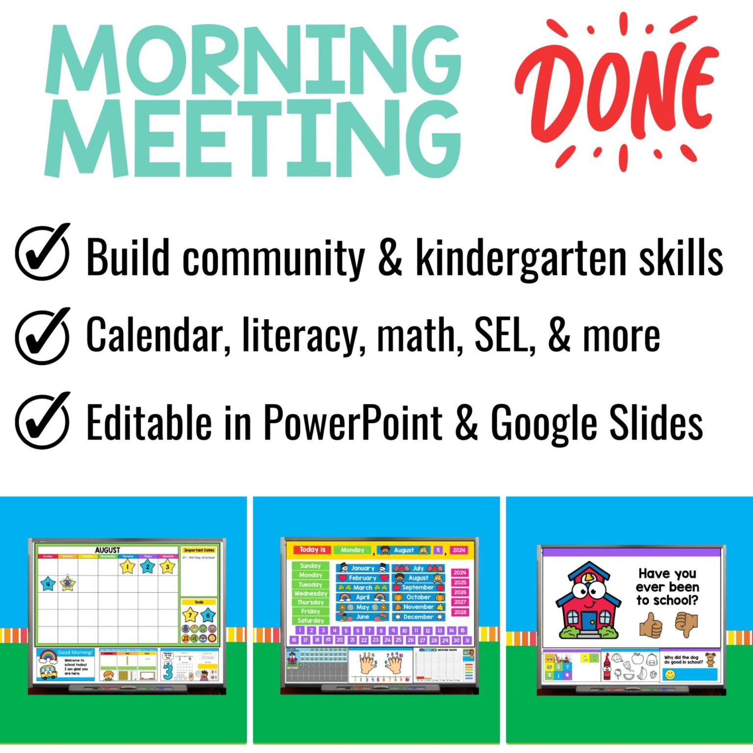 Kindergarten Morning Meeting Slides, Editable Daily Digital Morning ...