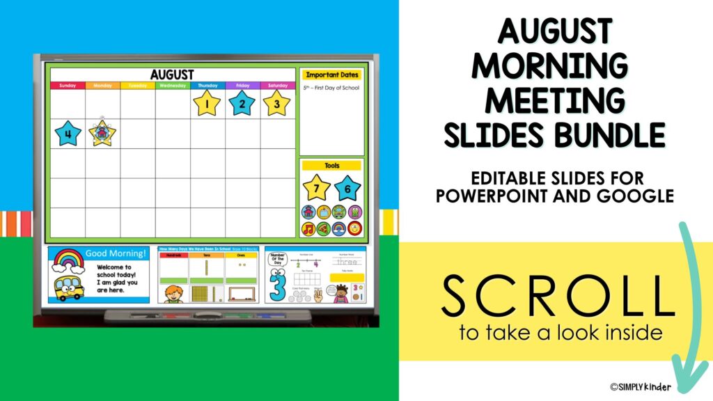 August Morning Meeting Slides Kindergarten , Editable Daily Digital ...