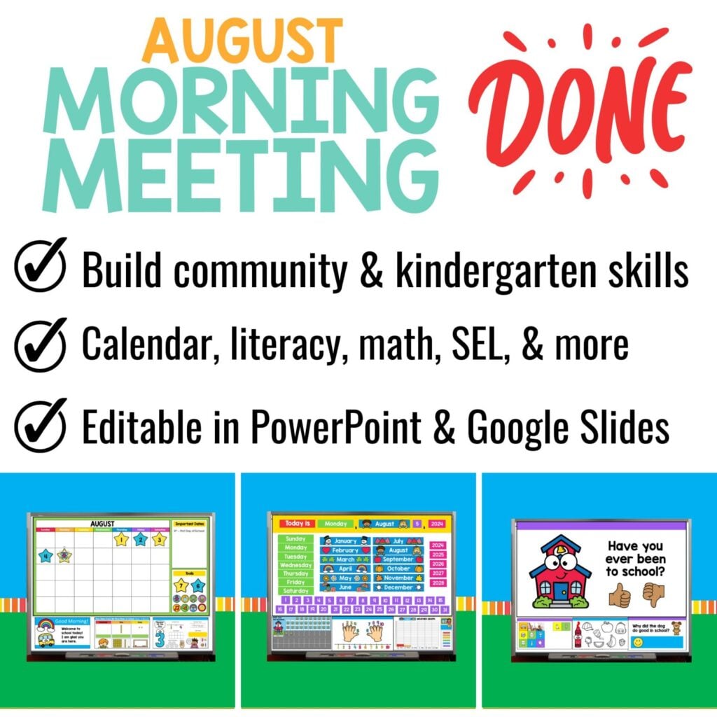 August Morning Meeting Slides Kindergarten , Editable Daily Digital ...