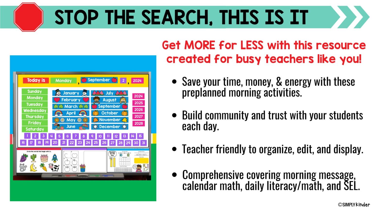 September Morning Meeting Slides Kindergarten , Editable Daily Digital ...