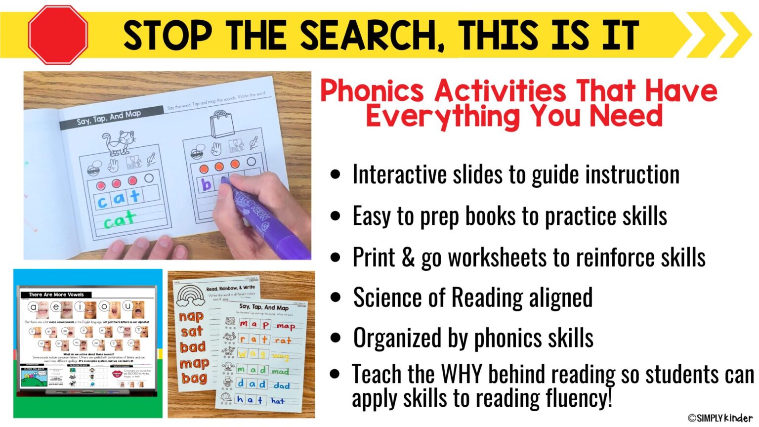 CVC Phonics Worksheets, Booklets, Posters & Teaching Slides, Science of ...