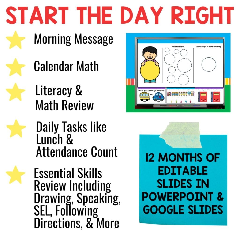 Kindergarten Morning Meeting Slides, Editable Daily Digital Morning ...