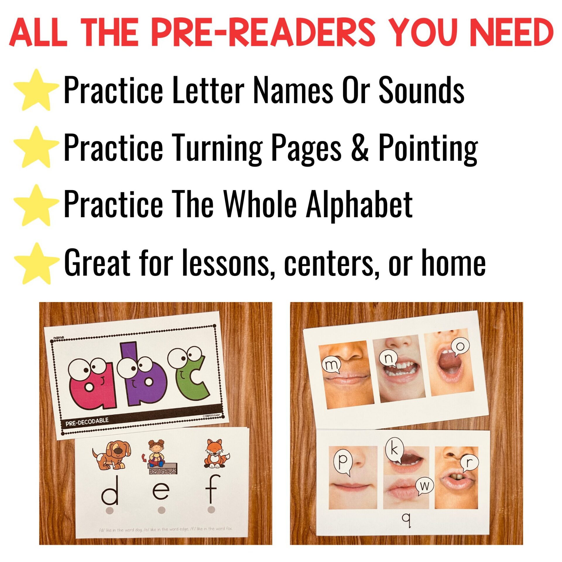 Pre Readers Alphabet Books for Kindergarten and Pre-K, Emergent Books ...