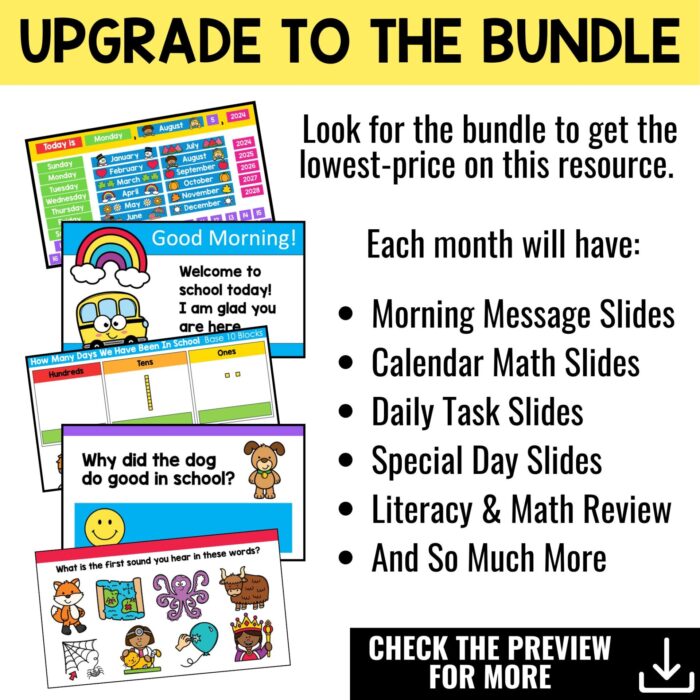 August Morning Meeting Slides Kindergarten , Editable Daily Digital ...