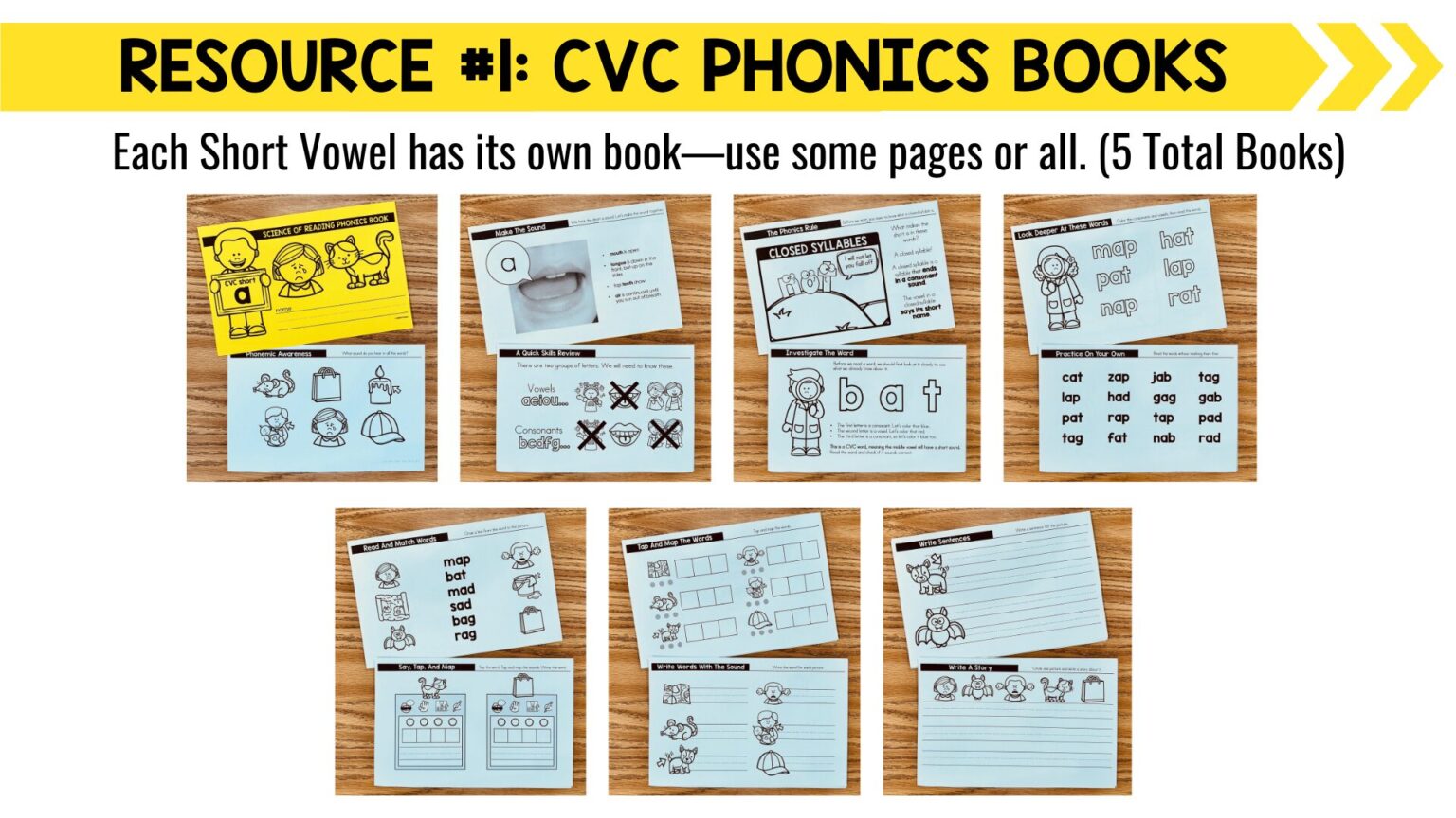 CVC Phonics Worksheets, Booklets, Posters & Teaching Slides, Science of ...
