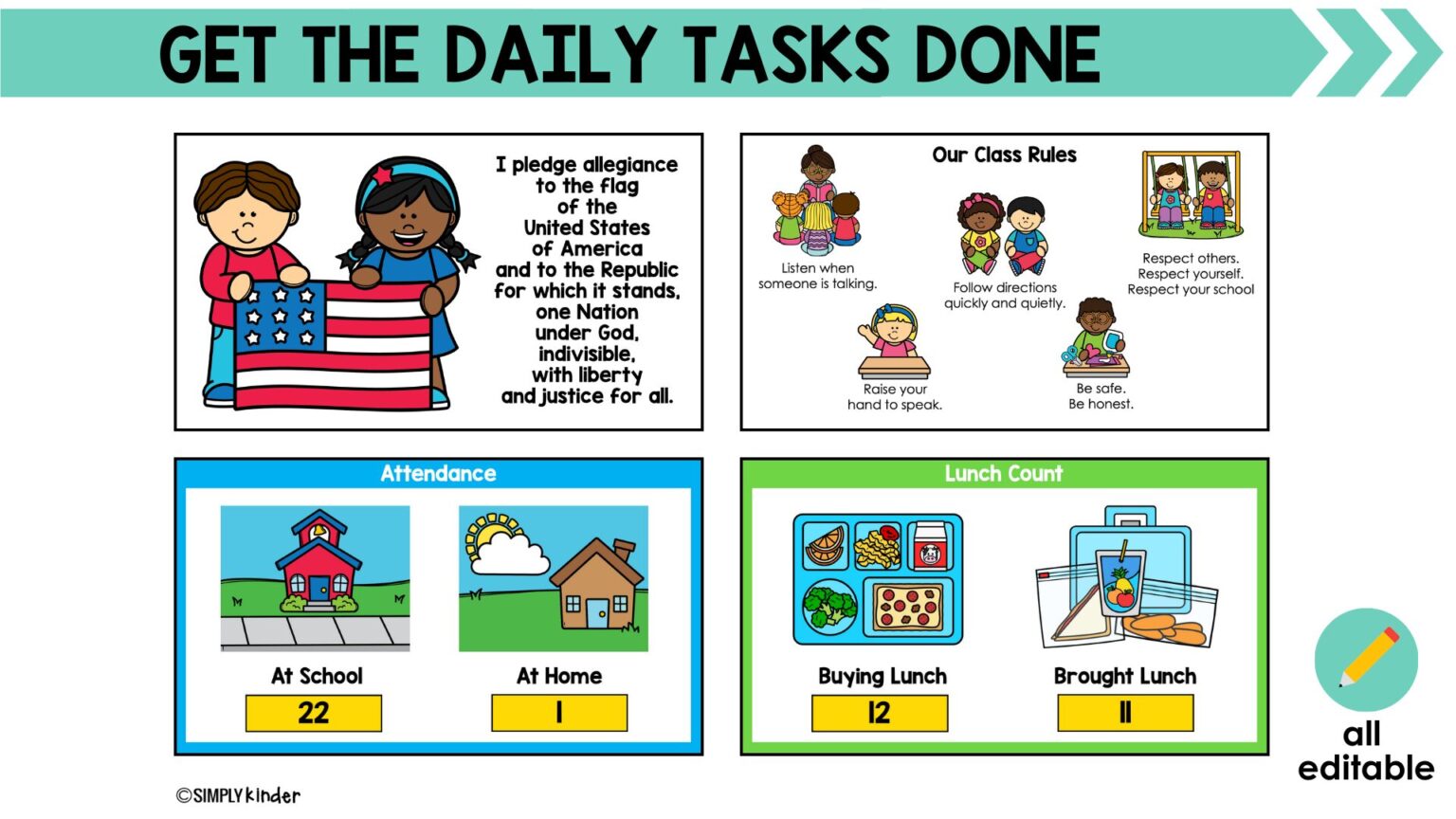 Kindergarten Morning Meeting Slides, Editable Daily Digital Morning ...