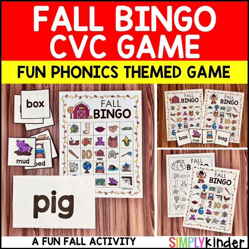 Fall Bingo Activity, Phonics Bingo, No-Prep CVC Decodable Game for Fall ...