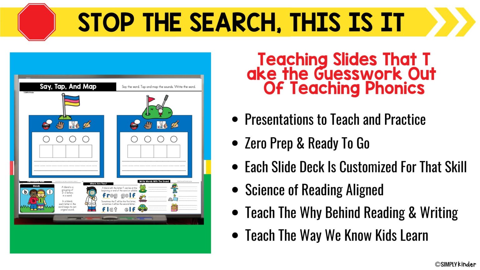 Blends Phonics Teaching Slides Kindergarten, Science of Reading Phonics ...