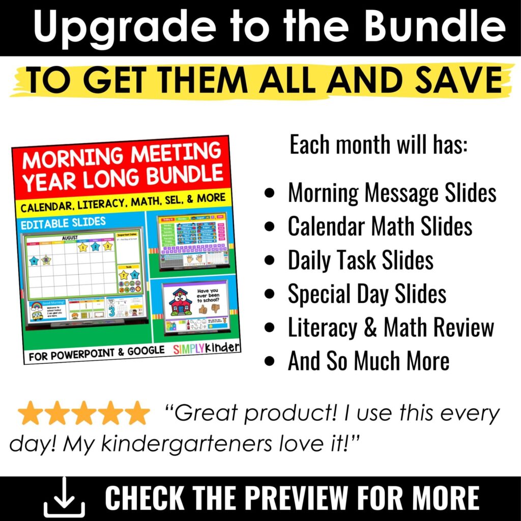 November Morning Meeting Slides for Kindergarten, Editable Daily ...